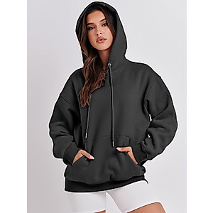 ANRABESS Women's Oversized Fleece Hoodies Basic Pullover Sweatshirt Fall Fashion 2024 Outfits Trendy Y2k Teens Preppy Clothes Black-M