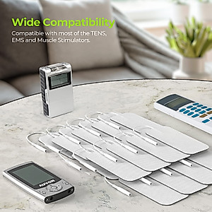AUVON TENS Unit Electrode Pads 2"x4" 24 Pcs Value Pack, Reusable Latex-Free TENS Unit Pads with Upgraded Self-Stick Performance, Rectangular Replacement Pads for TENS 7000, Etekcity TENS EMS Machine