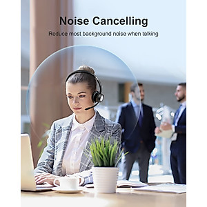 Link Dream Trucker Bluetooth Headset 20H Talktime Wireless Headset with 270°Rotatable Noise Cancelling Microphone USB Dongle for Online Meeting, Office Home, Call Center, Computer, Cell Phone