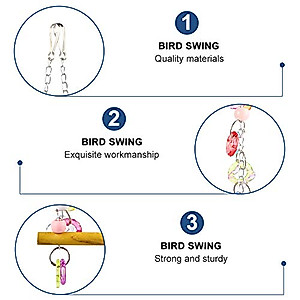 Pet Bird Swing Hanging Chewing Toy Parrot Stand Cage Swing Garden Decoration for Budgie Parakeet Cockatiel Conure Canary Finch