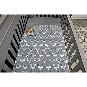 Dear Baby Gear Baby Blankets for Boys & Girls - Neutral Baby Blankets - Baby Girl Blanket & Baby Boy Blankets - Baby Blankets Unisex - Antlers Grey, Grey Blanket, No Ruffle 40x30 in