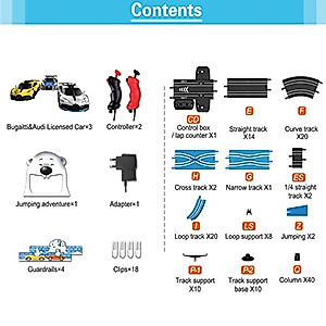 AGM MASETCH High Speed Series Tram Dual Track Set, 8.4m Electric Track with 3 Vehicles Slot car Racing, Comes with 2 Hand Controls and Track Parts and a Lap Counter