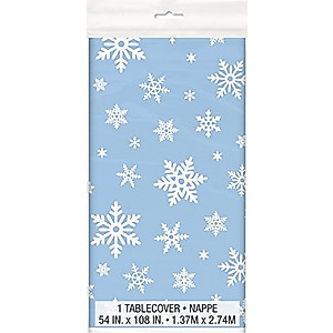 Snowflakes Holiday Plastic Tablecloth, 84" x 54"