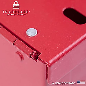 TRADESAFE Lockout Tagout Group Lock Box - Premium LOTO Group Box, 18 Gauge Steel Lockout Box, Red Lock Box for OSHA Compliant Group LOTO Procedures