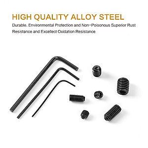 TOTFSTNR 666Pcs Internal Hex Drive Cup-Point Screws Assortment Kit, 22 Sizes M2/3/4/5/6/8 Set Screw Set for Door Handles, Faucet, Light Fixture, 12.9 Class Alloy Steel (Black)