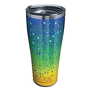 Tervis Mahi Pattern Stainless Steel Insulated Tumbler with Clear and Black Hammer Lid, 30oz, Silver