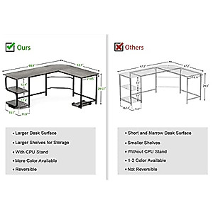 Teraves Reversible L Shaped Desk with Shelves 69“ Corner Computer Desk Gaming Desk Workstation for Home Office