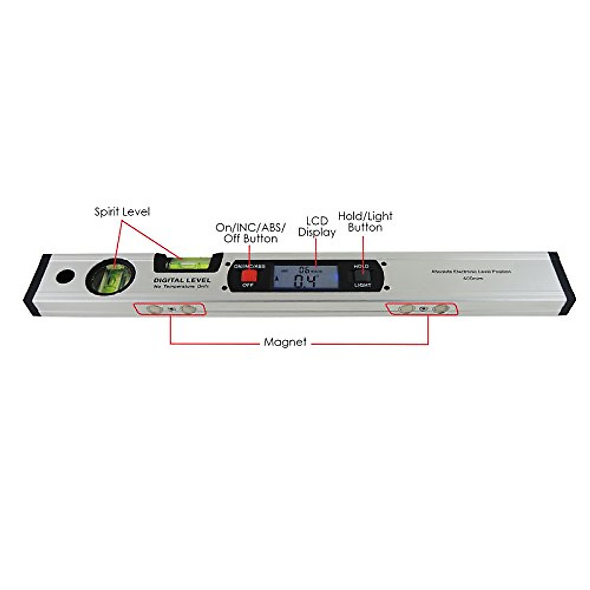 360° Digital Long Level Inclinometer Angle Finder Ruler Protractor 42cm with Magnets/Backlight/Vertical & Horizontal Spirit Bubble for Construction Carpenter Craftsman Renovation Home Professional