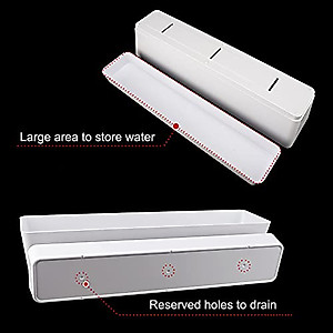 Window Boxes Planters, GREANER 3PCS 16x3.8 Inch Large Herb Planters with Tray, Indoor Succulent Cactus Flowers Vegetable Plastic Rectangle Pots for Balcony, Office, Garden, Outdoor, Windowsill (White)