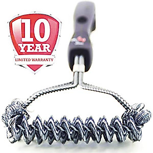 Kona Safe/Clean Grill Brush and Scraper with Speed/Scrape - Bristle Free BBQ Grill Brush - 100% Rust Resistant Stainless Steel Barbecue Cleaner - Safe for Porcelain, Ceramic, Steel, Cast Iron