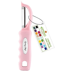 Spring Chef Premium Swivel Vegetable Peeler, Soft Grip Handle and Ultra Sharp Stainless Steel Blades - Perfect Kitchen Peeler For Veggie, Fruit, Potato, Carrot, Apple - Pink Lemonade