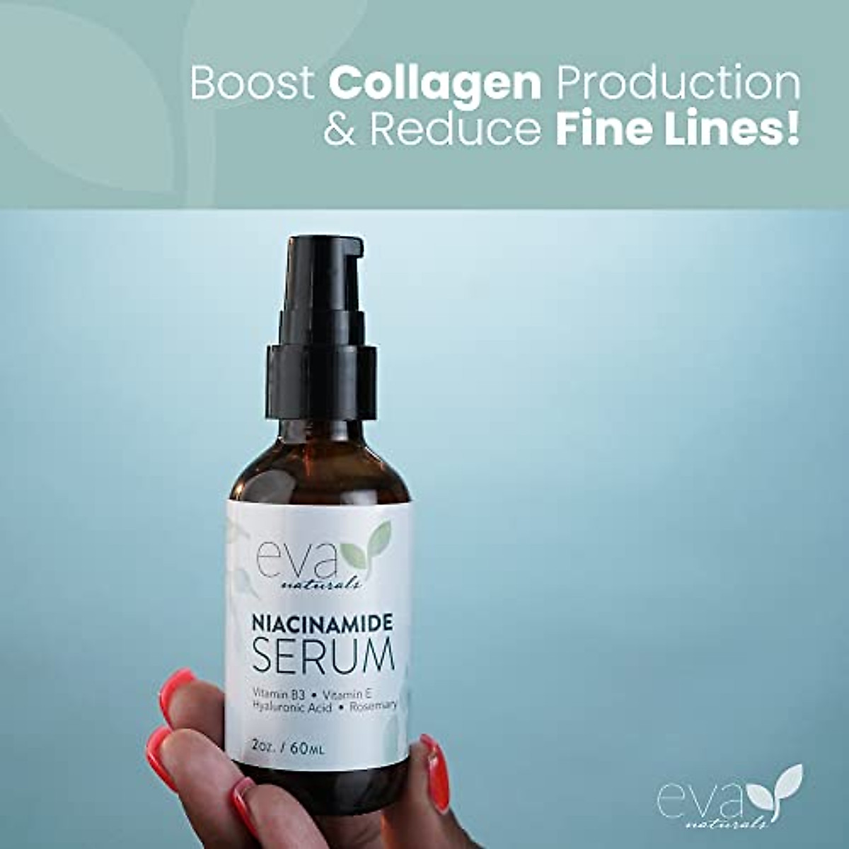 Niacinamide Serum for Face, Firming Moisturizer Serum with Niacinamide Vitamin B3 + Hyaluronic Acid - Pore Minimizer, Restores Elasticity, Reduces Blemishes, Discoloration Serum (2oz)