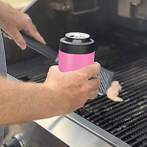 LaserGram Double Wall Insulated Beverage Can Holder, Boxer Woman, Personalized Engraving Included (Standard Can, Pink)