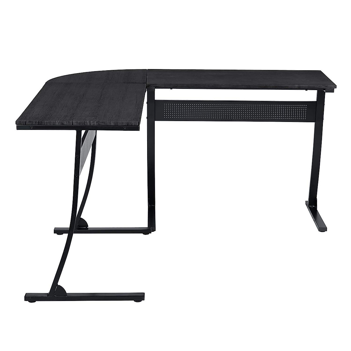 L-Shaped Computer Gaming Desk, 54.3'' Corner Writing Table Workstation Multipurpose Space-saving Study Laptop Table with Wide Desktop & Sturdy Metal Legs for Home Office Bedroom, Easy Assembly, Black