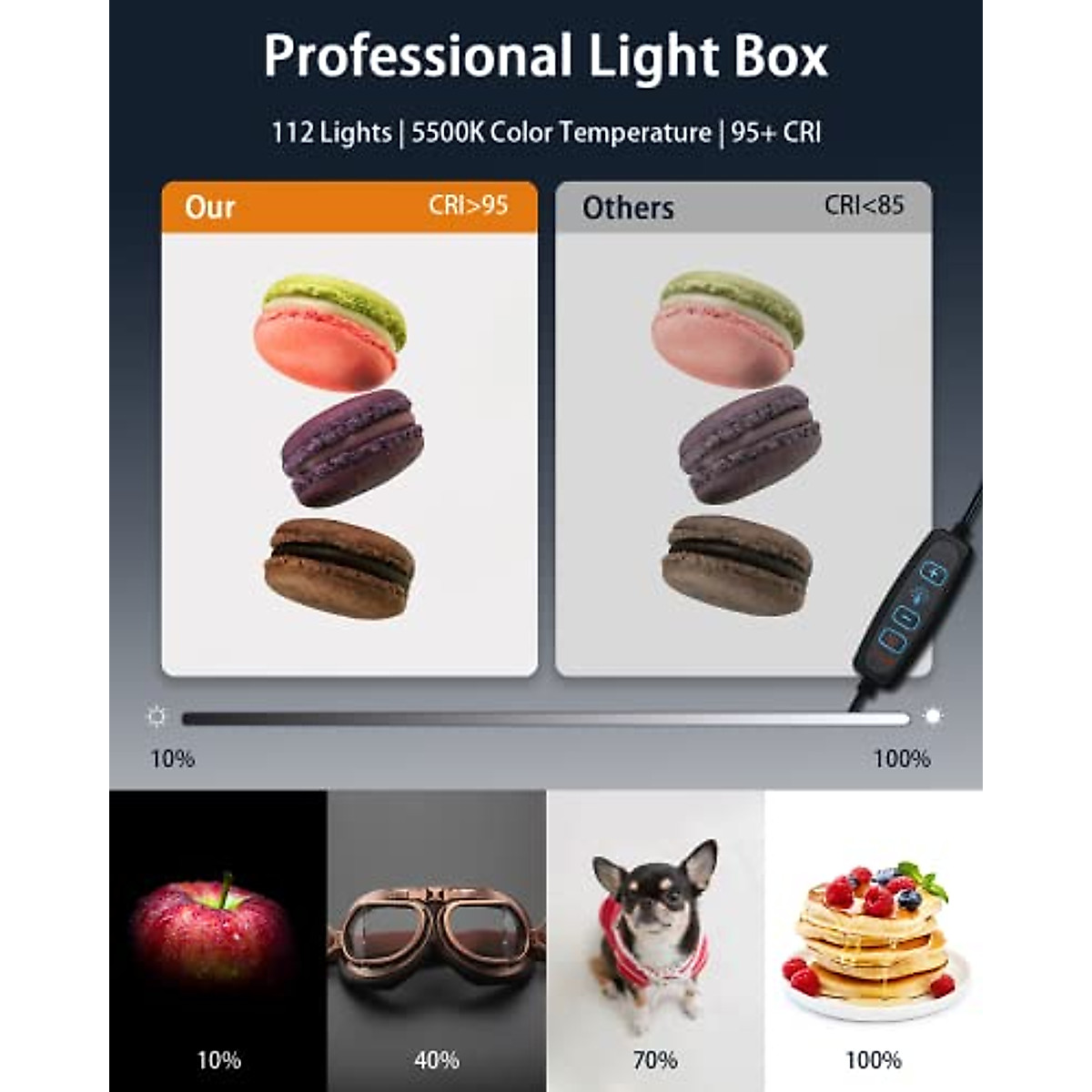 Light Box Photography, DUCLUS Portable Photo Studio Booth Box, 12" x 12" Professional Mini Shooting Tents with 112 LED Lights Dimmable, 6 Backdrops for Small Product: Jewelry, Miniature Models etc.