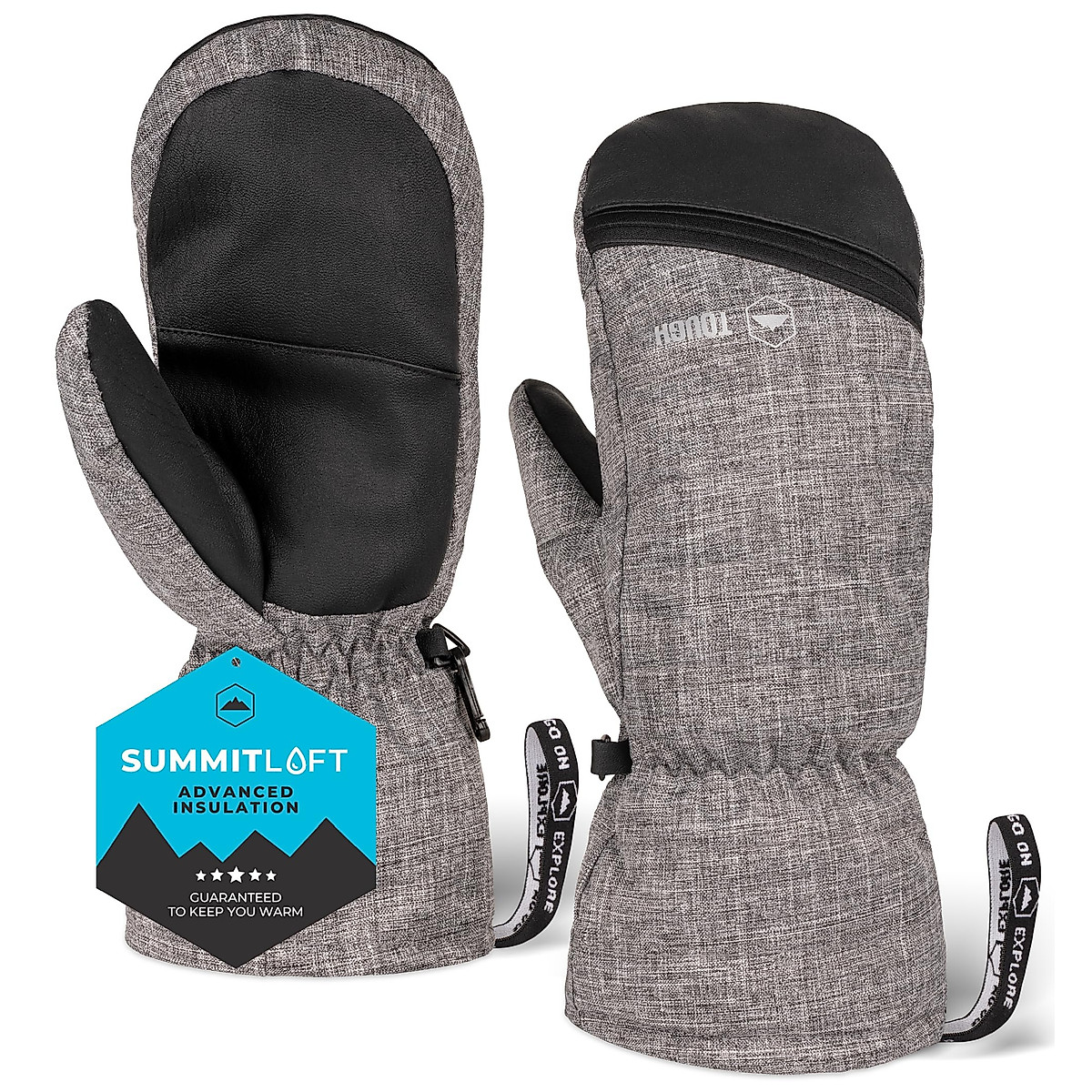 Tough Outdoors Winter Ski Mittens for Women & Men - Snow Mittens Cold Weather - Warm Insulated Waterproof Snowboard Gloves