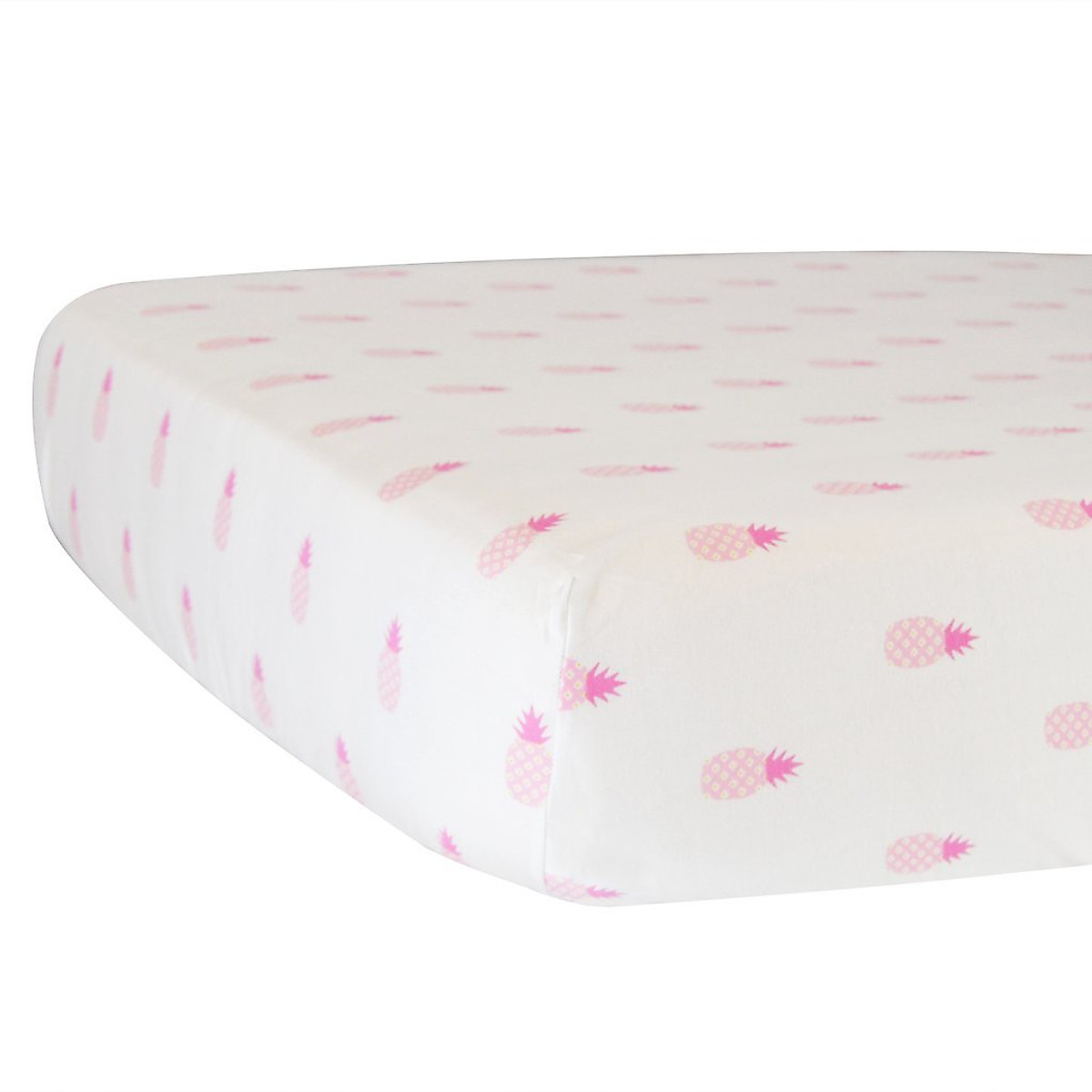 Lush Decor Pineapples Cotton Fitted Crib Sheet 28" W x 52" L x 9" H Pink - Super Soft Baby Crib Sheet
