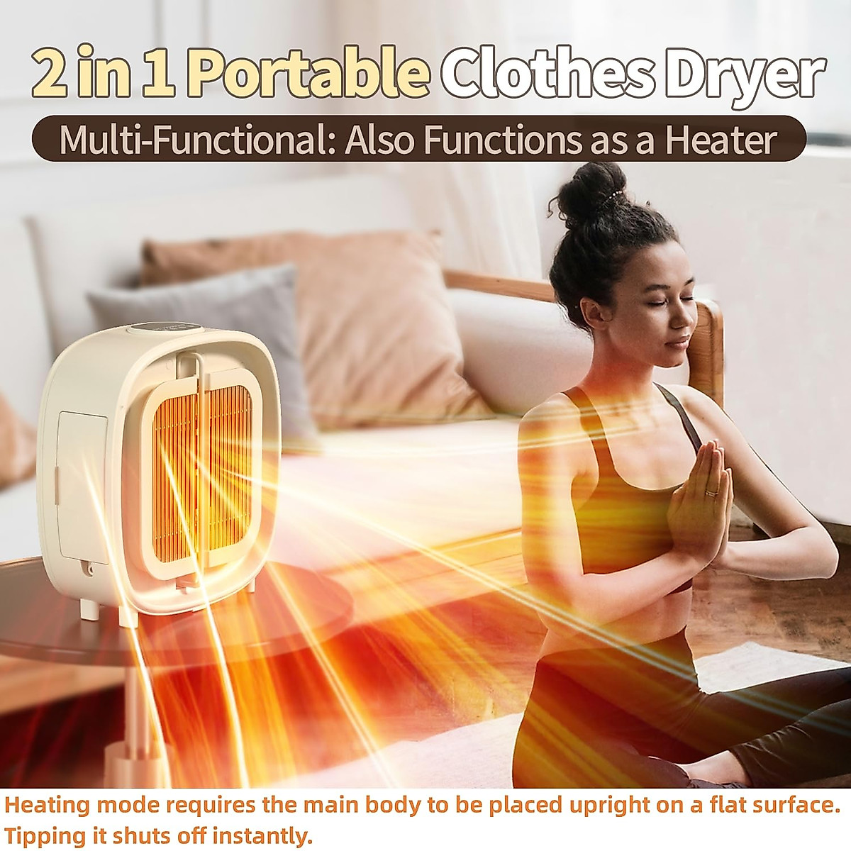 Portable Clothes Dryer, Portable Dryer for Laundry, 2in1 Electric Clothes Dryer Machine for Apartments, 800W Mini Dryer for Clothes Easy to Use, Compact Apartment Dryer for RV Dorm Travel UEMUSI