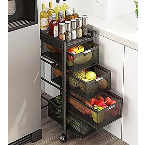 Storage Drawers Rolling Cart with Drawers Utility Cart with Drawers Organizer on Wheels Small Dresser Small Drawers Rolling Drawer Organizer Cart for Kitchen Bedroom Office (4 Tier Black)