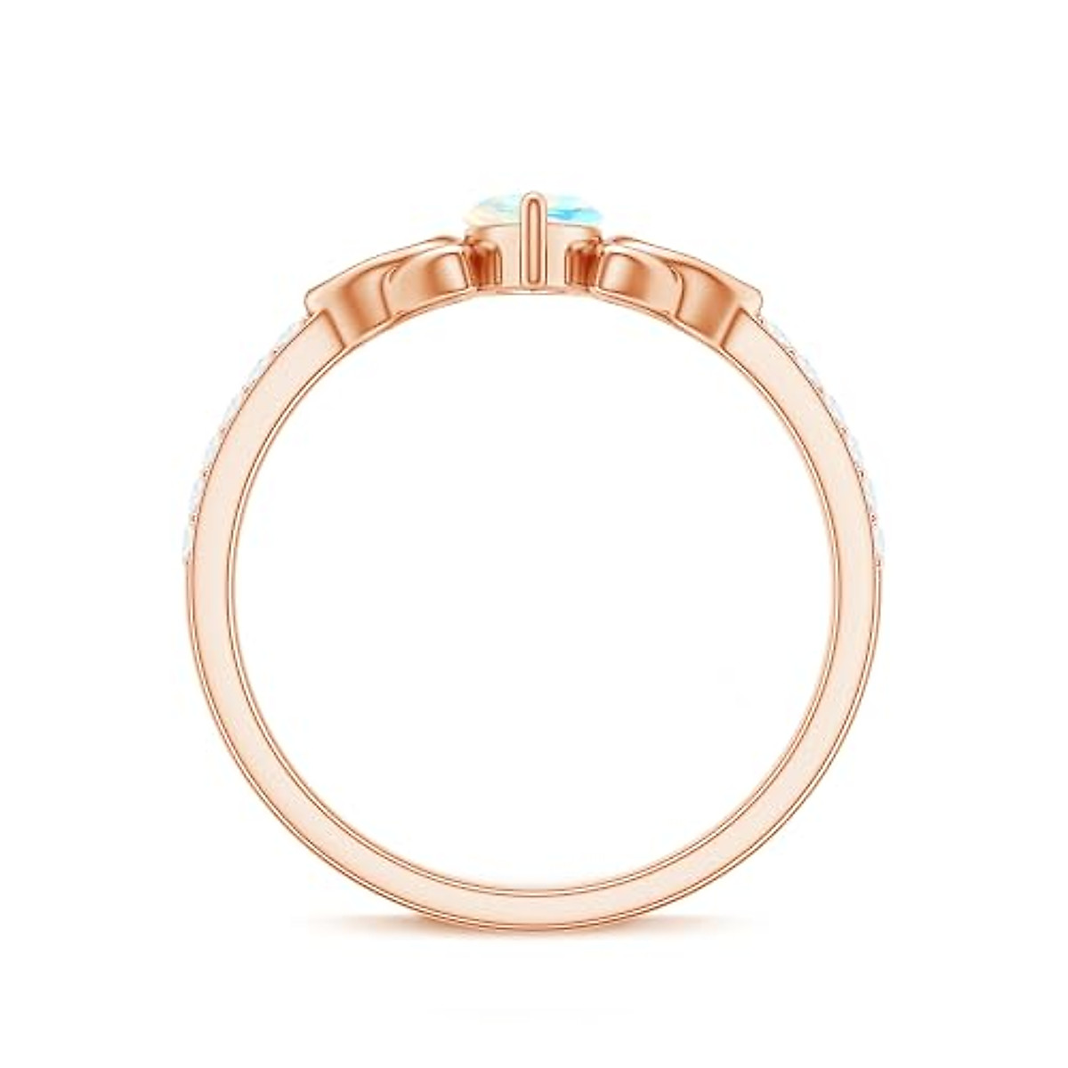 Natural Opal Diamond Celtic Knot Ring, AAA Quality, 4X8 MM Marquise Shape Opal Promise Ring - Ready To Gift, 14K Rose Gold, Size:US 7.00