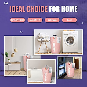 Caroeas 95L Pro Large Laundry Basket (13 Colors), Waterproof Laundry Hamper, Laundry Bag with Padded Handles, Clothes Hamper Stands Up Well, Collapsible Laundry Basket Easy Storage (Pink)