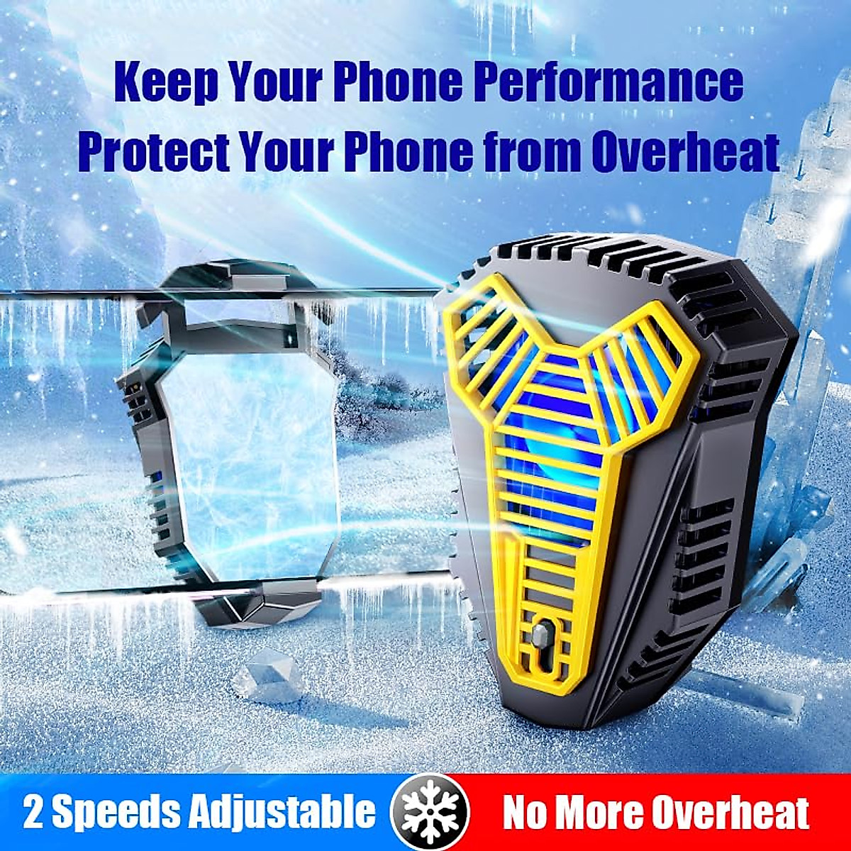 Semiconductor Phone Cooling Fan, Phone Cooler for iPhone Android Smartphones, Mobile Phone Radiator Heatsink (with 9 Finger Sleeves)