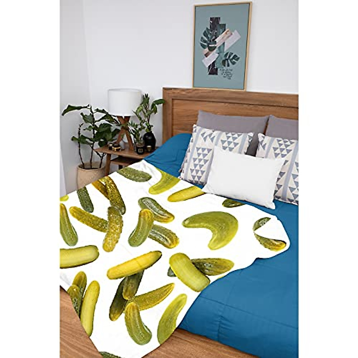 Dill Pickle Blanket and Throw Cucumber Funny Food Blanket for Women Men Kids Adults Cozy Flannel Bed Blanket Home Couch Dorm Sofa Teen Size 50"x60"
