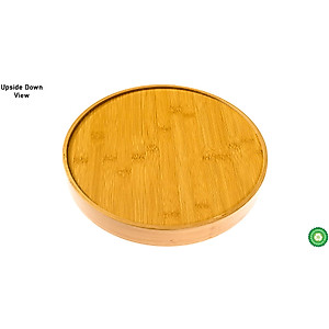 Divided Serving Tray - Bamboo with Acrylic Glass Lid - Appetizer Party Platter - Perfect for Serving Dishes, Serving Platters, Chip and Dip Tray, Veggie Tray, Or Taco Toppings Serving Tray Circle 12"