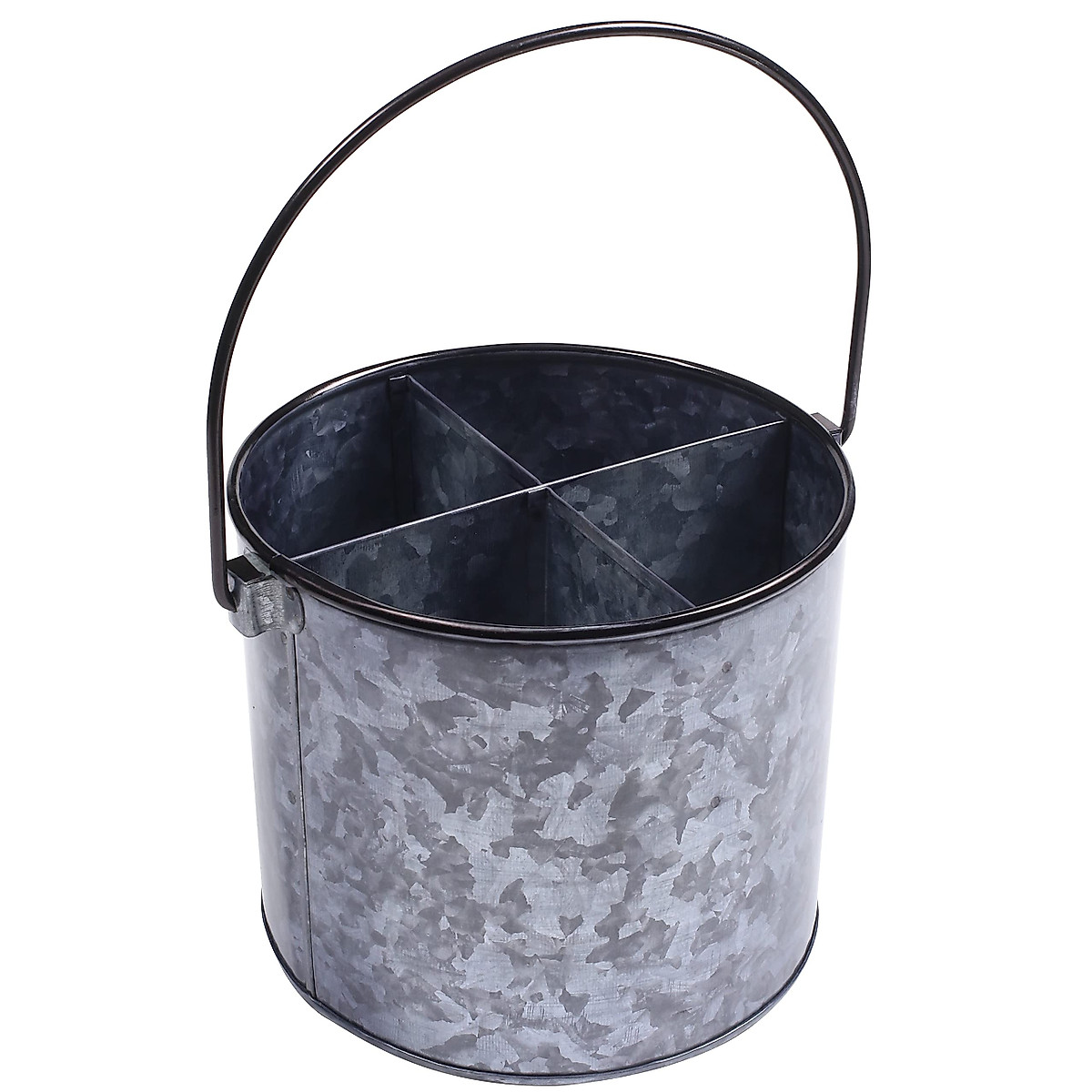 Galvanized Utensil Holder,Utensil Caddy,Galvanized Bucket,Silverware Caddy,Metal Caddy,Outdoor Utensil Caddy,Tin Utensil Holder,Utensil Caddy for Parties,Picnic Caddy,Farmhouse Utensil -Natural