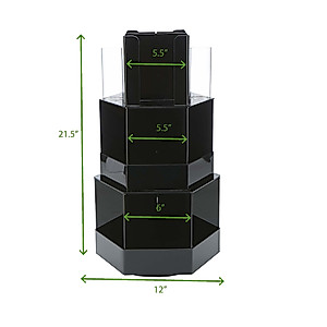 Mind Reader SETT-BLK 18 Compartment 3-Tier Large Breakroom, Lazy Susan Coffee Condiment Organizer, Black, One Size