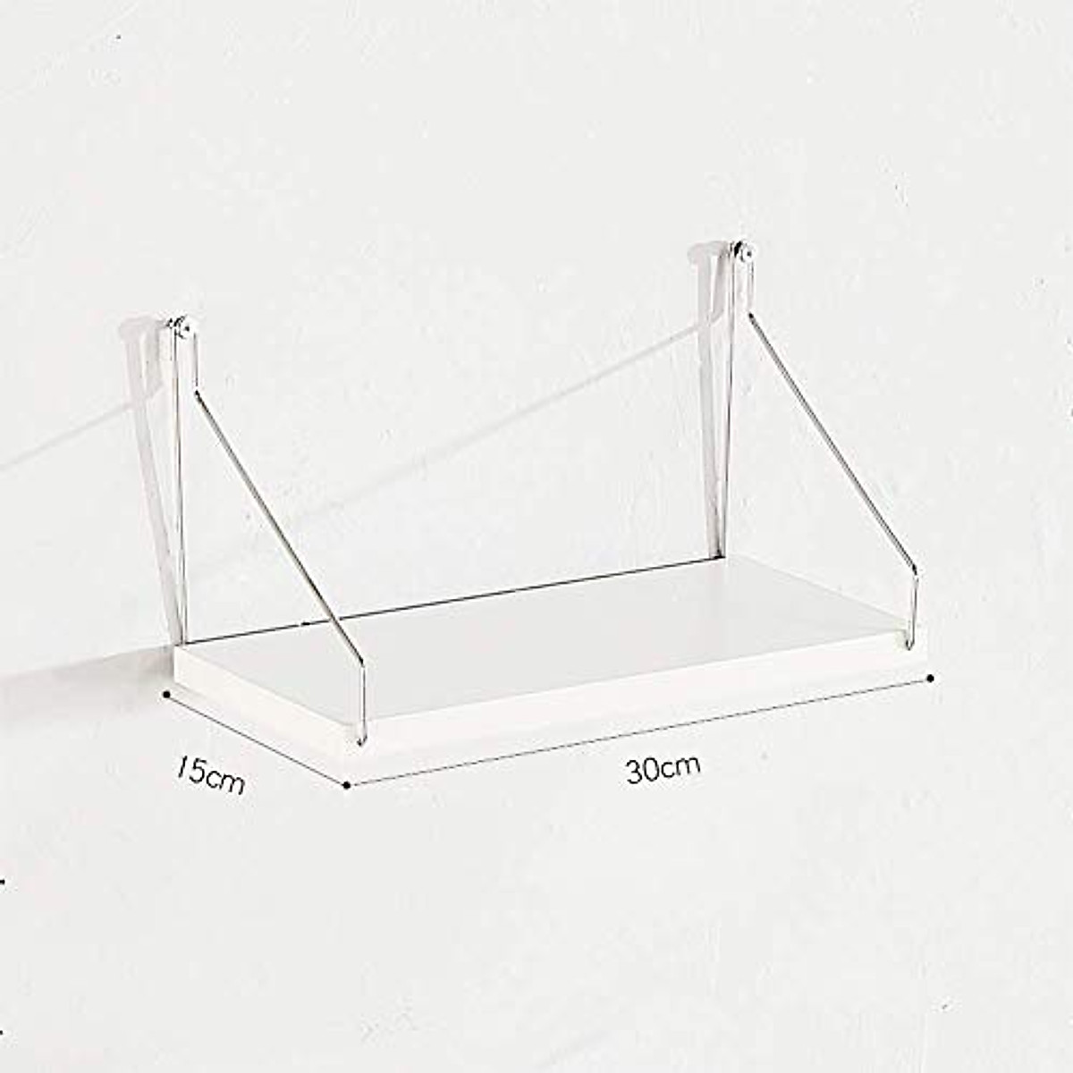 PIBM Stylish Simplicity Shelf Wall Mounted Floating Rack Shelves Metal Bracket Solid Wood Cd Rack Bookshelf Display Stand Bedroom Flower Shop Coffee Shop,4 Sizes, White , 60x15cm