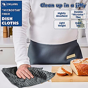 CMLANG Dish Cloth for Drying Dishes, Towels Kitchen Drying, Cloths 12×12, Towels, Original Microstar Fiber 6 Pack White3+Darkgrey3, White3pack+grey3pack