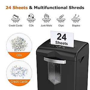 Bonsaii Heavy Duty Paper Shredder - 20 Sheets, 40 Min Continuous Shred, P-4 Security, Crosscut, Anti-Jam, CD/Credit Card/Staple Safe, 7 Gal Bin, Commercial Use C144-D
