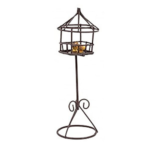 Reutters of Germany Dollhouse Brown Bird Cage with Bird Miniature Liter Bird Cage Pet Accessories