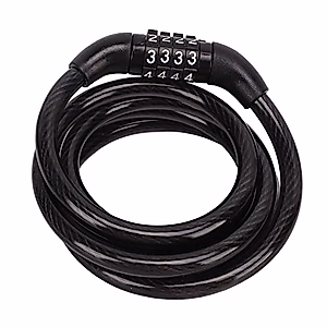 Bike Cable Lock, Manganese Steel Scratch Proof Drill Resistant Anti Theft Chain Lock Combination Not Changeable Password for Scooters