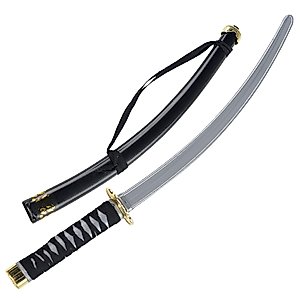 Plastic Ninja Sword 29" (Pack of 1) - Sleek Silver & Black Plastic - Realistic Design for Costume & Play for Kids & Adults
