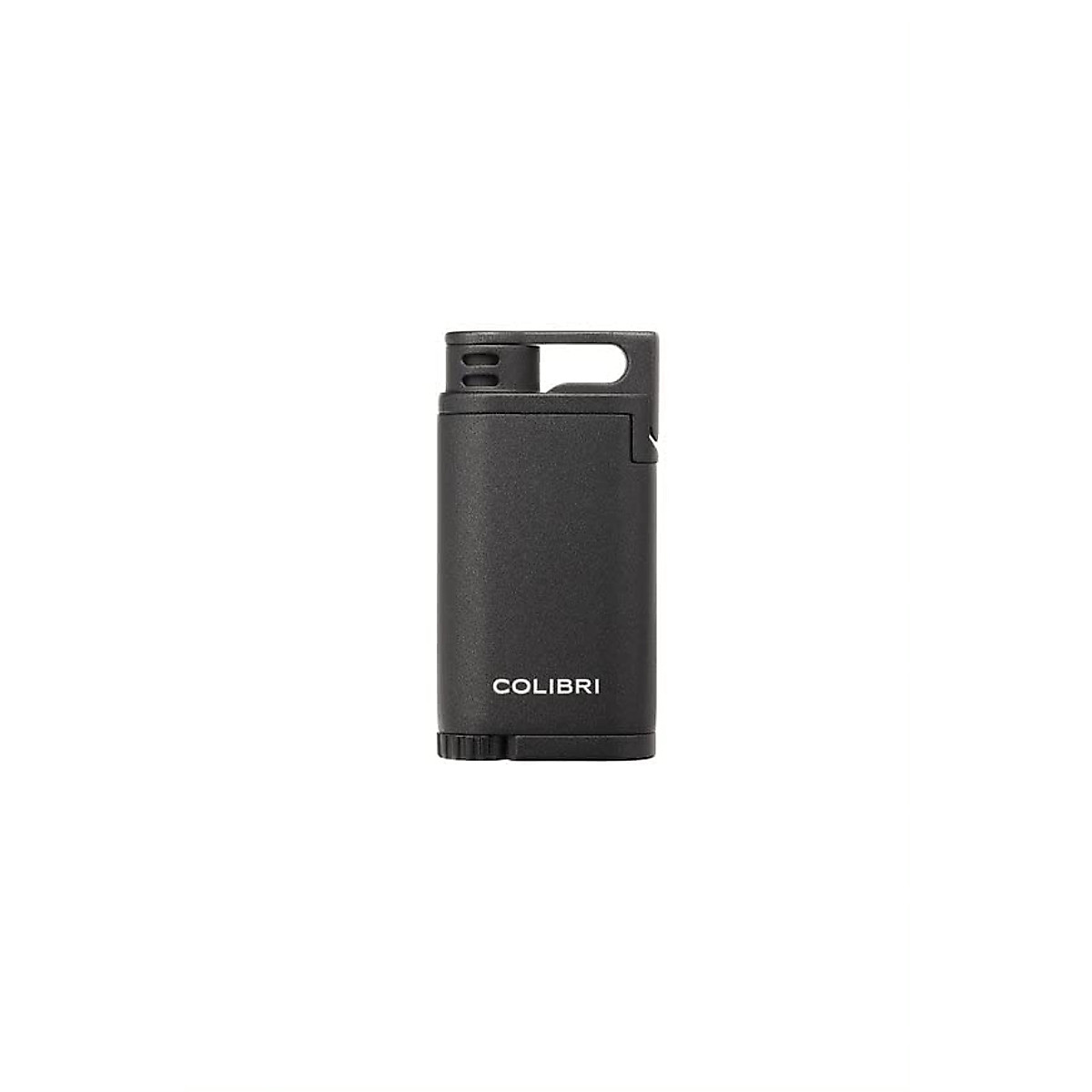 Colibri Belmont Single Jet Flame Butane Lighter, Windproof & Refillable, Cigar Enthusiast's Choice with Blue Fuel Window and Adjustable Flame (Metallic Black)