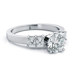 VOLVIROS 1 CT Round Cut Moissanite Engagement Rings for Women for Women Platinum Plated Silver Size 6