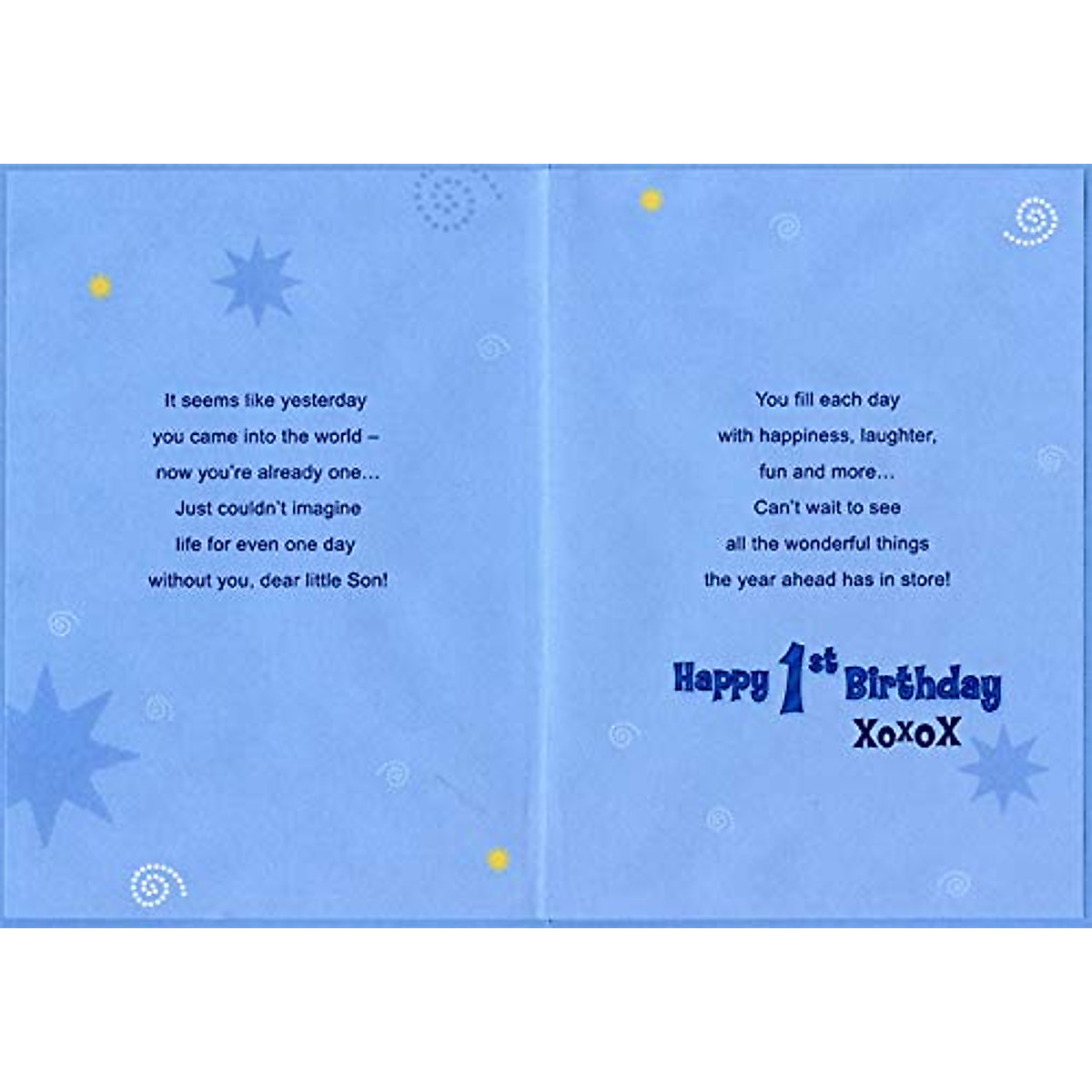 Designer Greetings Cute Lion Holding Blue Present Juvenile 1st / First Birthday Card for Son