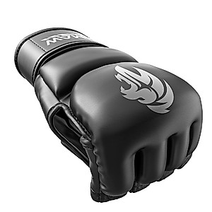 WAMM Sports MMA Gloves - for Men & Women - MAXForce EVE Anti-Injury Shock Absorb Boxing Gloves - POWERFlex Kickboxing Gloves - Half Finger, Open Palm for Muay, Sparring, Punching Bag (Large/X-Large)