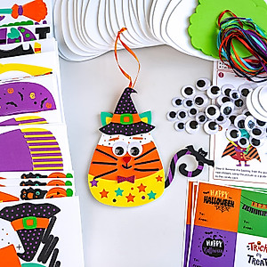 Winlyn 24 Sets Halloween Crafts Kits Fall Crafts DIY Halloween Ornaments Decorations Art Sets Pumpkin Monster Jack-o'-Lantern Foam Stickers Arts and Crafts Googly Eyes for Kids Classroom Activities