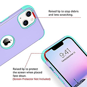 BENTOBEN iPhone 13 Mini Case, Phone Case iPhone 13 Mini, Heavy Duty 2 in 1 Full Body Rugged Shockproof Protection Hybrid Hard PC Bumper Drop Protective Girls Women Boy Men Covers, Purple/Mint