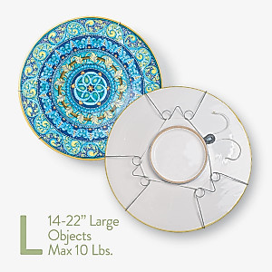Display Buddie Large Adjustable Plate Hanger for Round Plates, Platters, Bowls & Other Round Objects 14 inch-22 inch Diameter and up to 10 lbs.