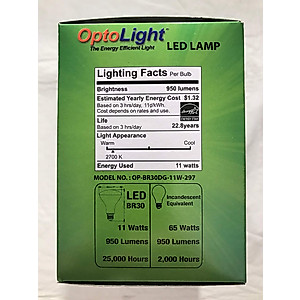 Pack of 2 OptoLight 11W 65W BR30 Dimmable Replacement