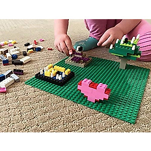 Apostrophe Games Building Blocks Base Plates Compatible with All Major Brands – 2 Pack, 10 x 10 Inches Baseplate for Building Bricks – Durable and Sturdy Baseplates (2X Green)