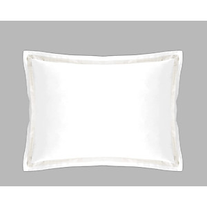 BEDLAM Full/Queen Size Duvet Cover Set - 3pcs 100% Cotton Duvet Cover, Includes a White Sateen Duvet Cover with a Cream Italian Border & 2 Cotton Pillowcases - 800TC Luxury Queen Duvet Cover Set