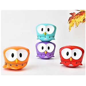 Cartoon Big Eyed Eagle Machinery Timer 60 Minutes Mechanical Kitchen Cooking Timers Clock Loud Alarm Counters Manual Timer Kitchen Utensil (Purple)