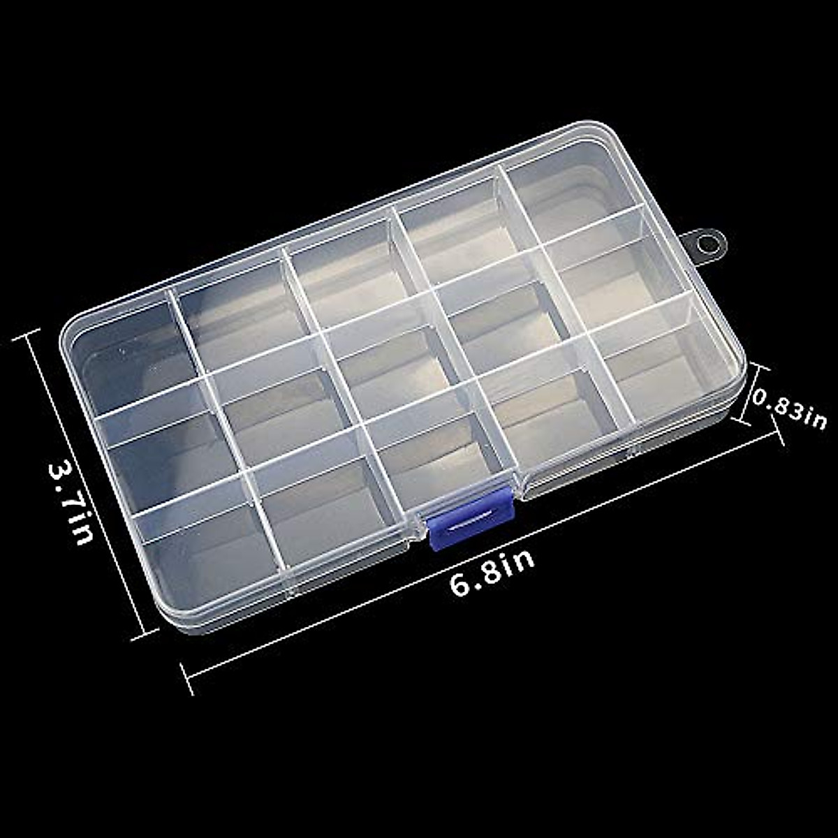 WYKOO 5 Pack 15 Grids Transparent Plastic Bead Organizers, Clear Plastic Jewelry Organizer Box with Movable Dividers, Earring Storage Containers Small Craft Storage Box