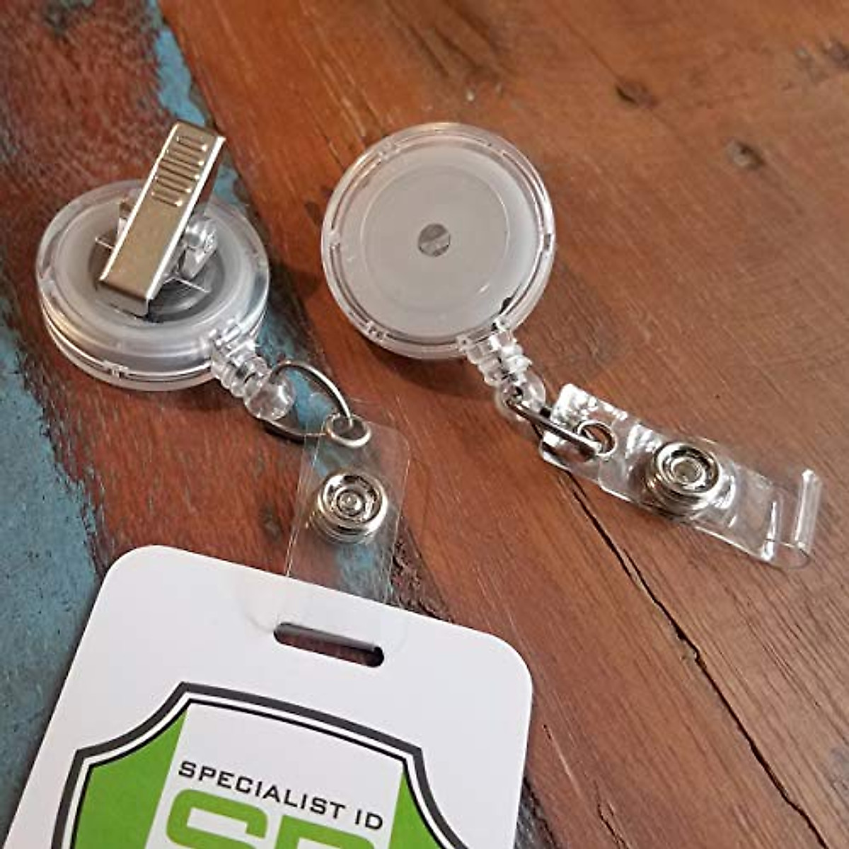 25 Pack - Premium Clear (Translucent) Retractable Badge Reels with Alligator Swivel Clip on Back by Specialist ID (Translucent Clear)