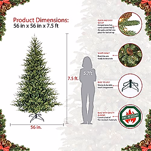 Puleo International 7.5 Foot ft Pre Alberta Spruce Artificial Christmas Tree with Sure-Lit Pole